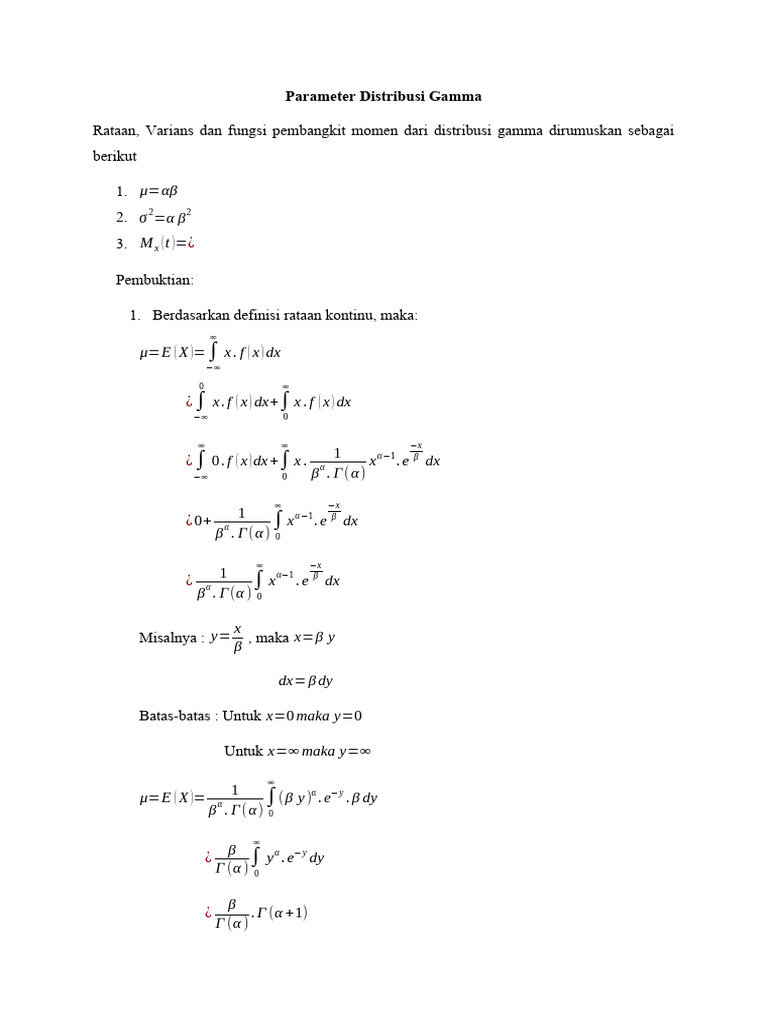 Parameter Distribusi Gamma | PDF | Metode & Bahan Ajar