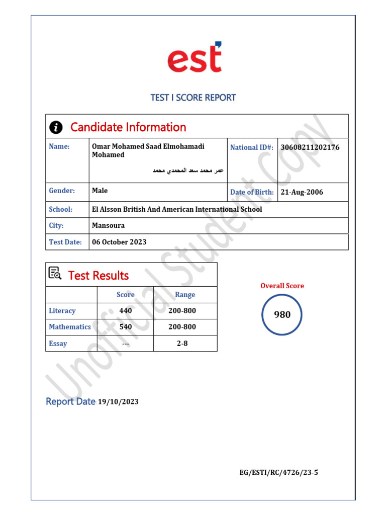 EST I-2023-Score | PDF
