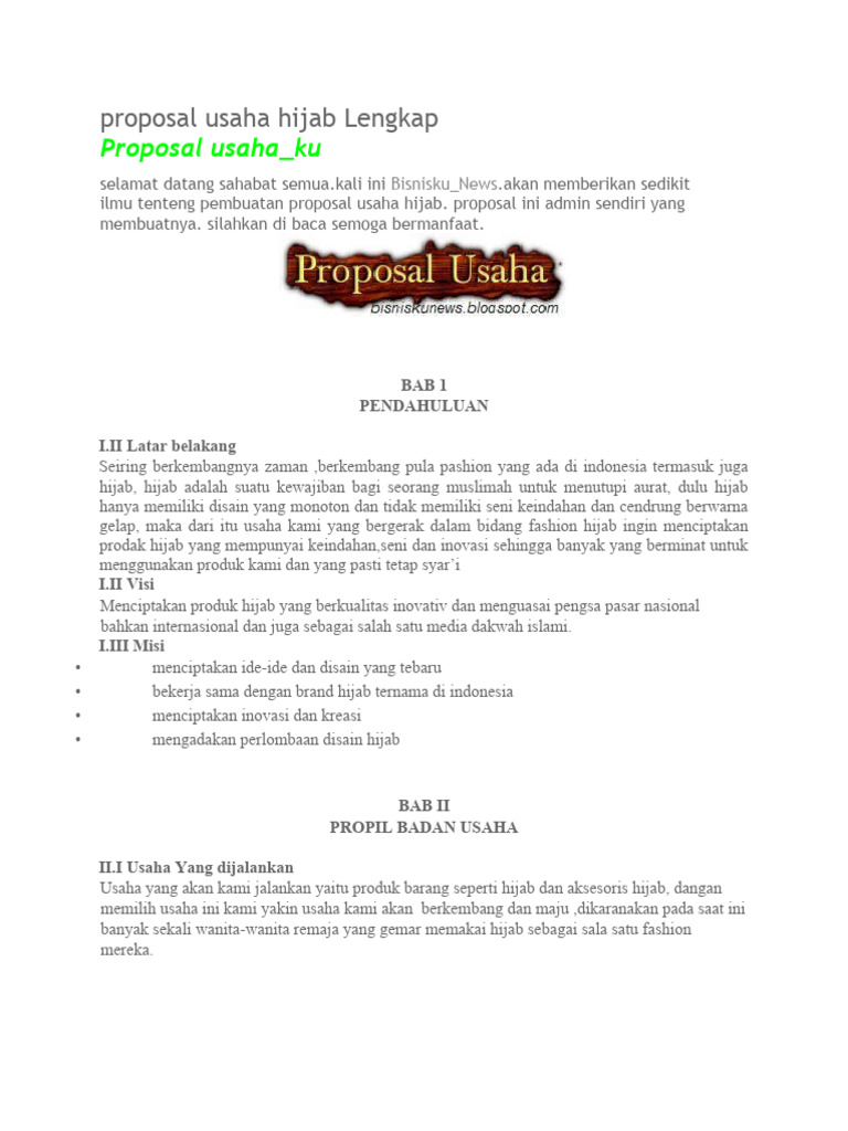 Proposal Usaha Hijab | PDF | Gaya Hidup