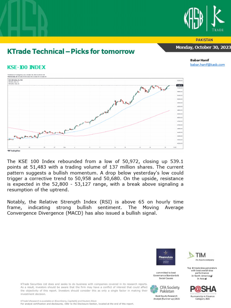 KSE-100 Index Analysis & Stock Picks | PDF | Securities (Finance ...