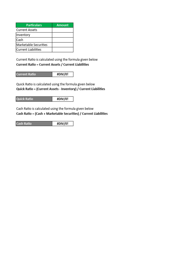 Accounting Ratios Excel Template | PDF | Revenue | Equity (Finance)