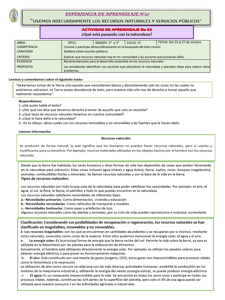 EXP.7 S2 1°mat | PDF | Energía renovable | La contaminación del agua