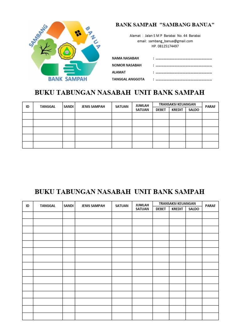 3 Form Tabungan Sampah | PDF