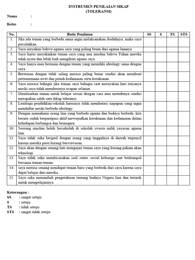 Instrumen Penilaian Sikap | PDF