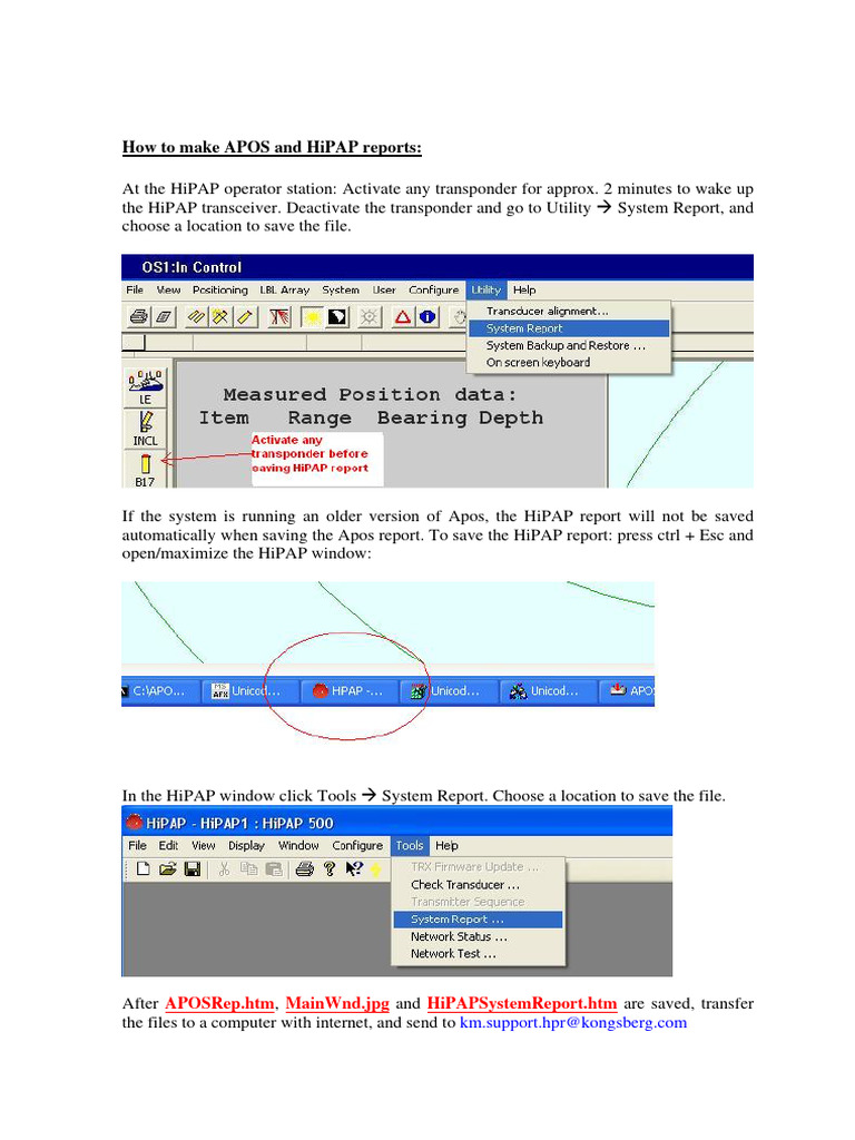 How To Generate APOS and HiPAP Report | PDF