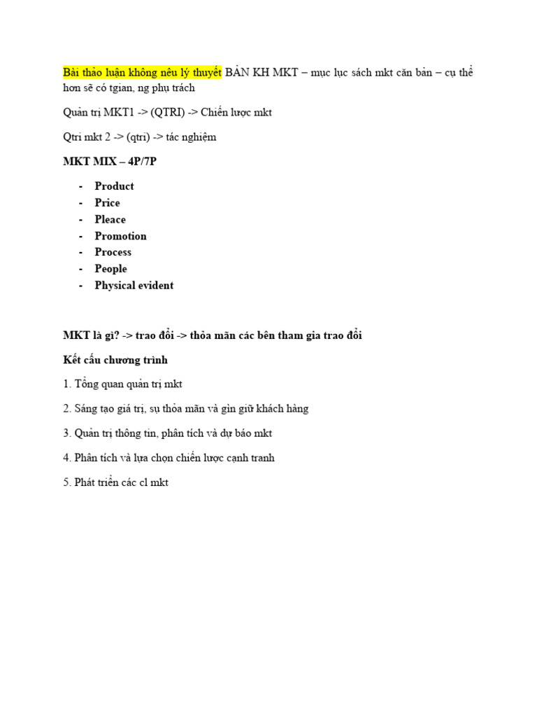 Quản trị MKT 1 | PDF