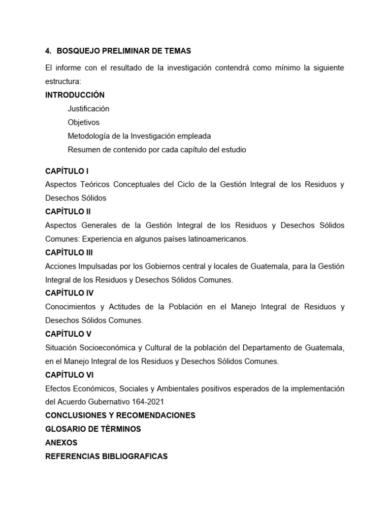 Bosquejo Temático de Investigación | PDF | Hogar, jardinería y bricolaje