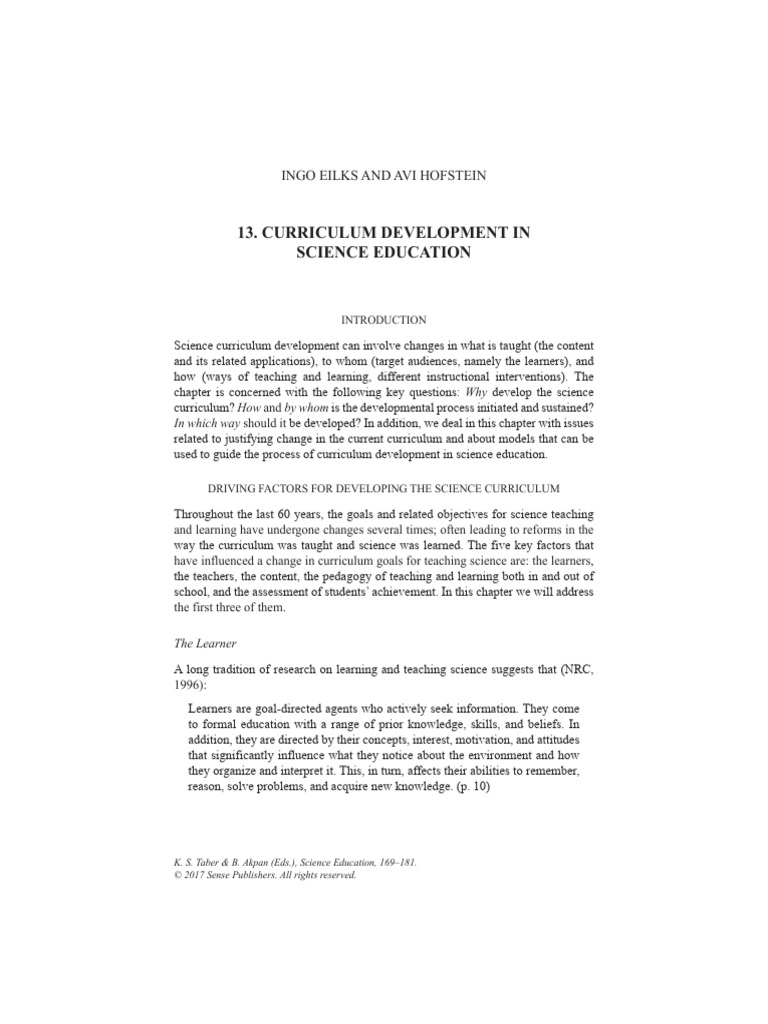 Curriculum Development in Science Education | PDF | Science Education ...