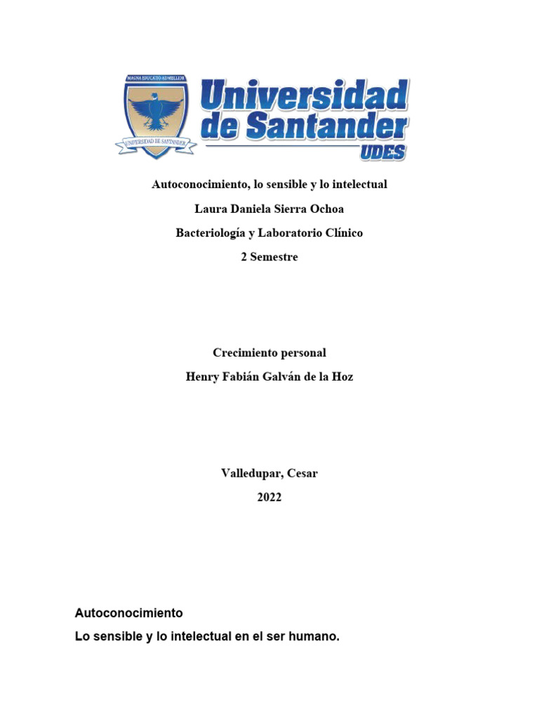 Autoconocimiento Intelectual y Sensible | PDF