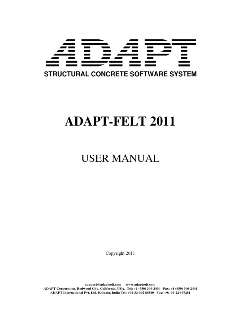Adapt-Felt 2011 User Manual | PDF | Prestressed Concrete | Menu (Computing)