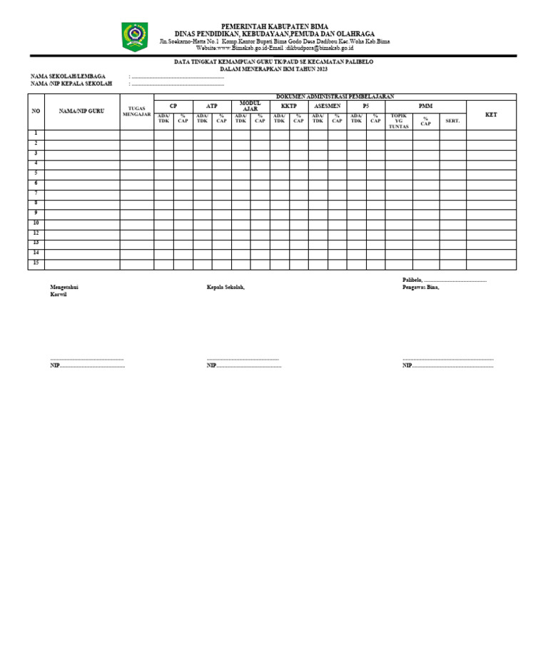 Form Data Capaian Ikm Guru TK | PDF