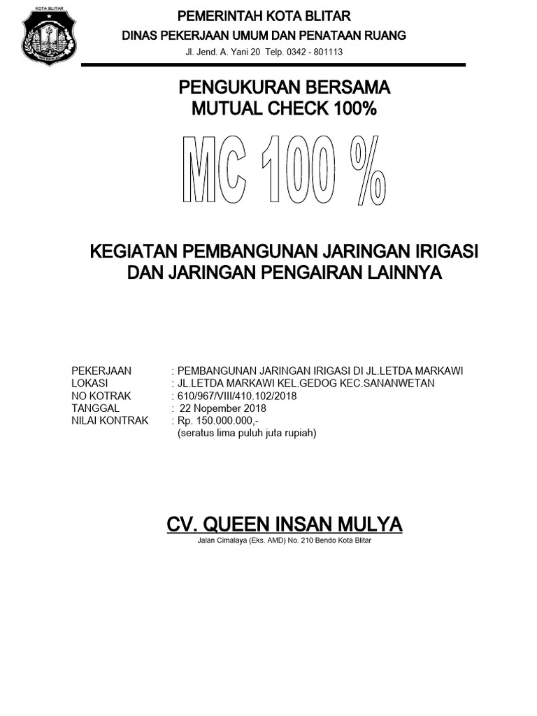 Berita Acara Mutual Check MC 100% | PDF