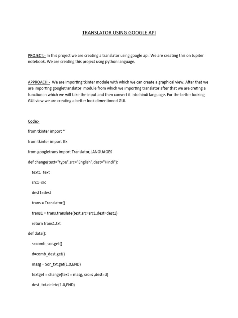 Translator Using Google Api | PDF