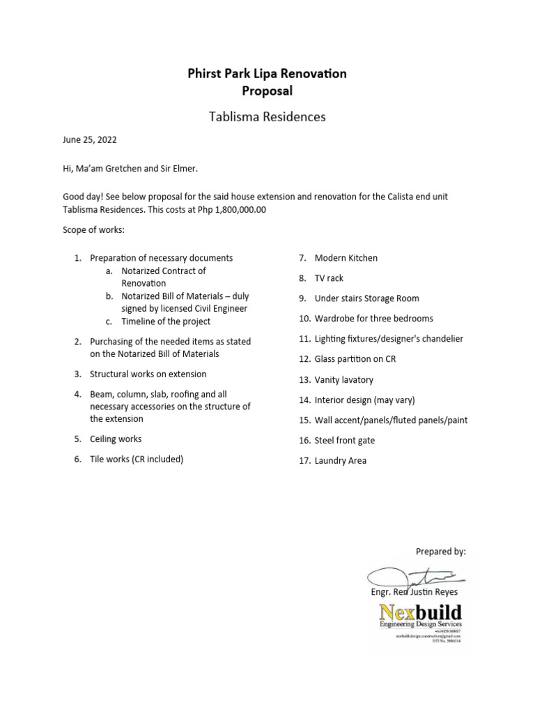 Phirst Park - Renovation Proposal | PDF