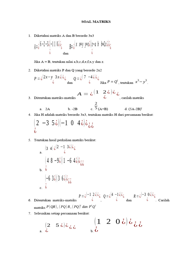 Latihan SOAL MATRIKS | PDF | Metode & Bahan Ajar