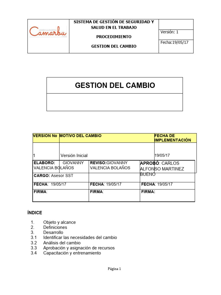Procedimiento de Gestion de Cambios | PDF | Business