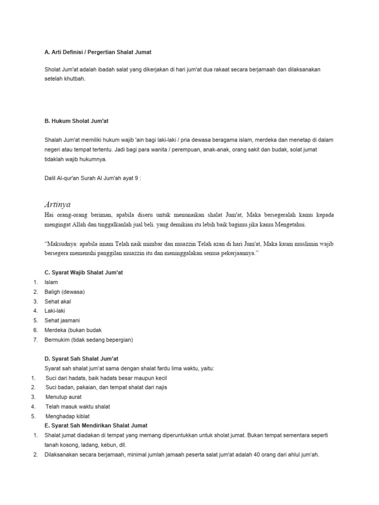 Tentang Sholat Jum'at | PDF