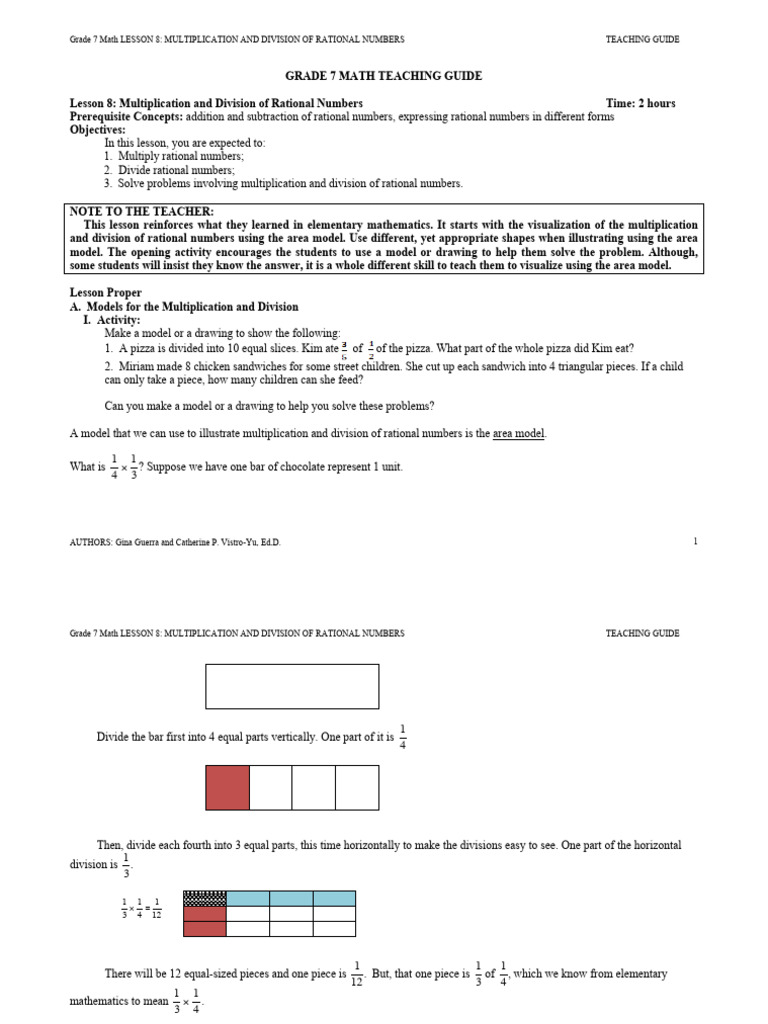Mult Div of Rational Final TG | PDF | Multiplication | Division ...