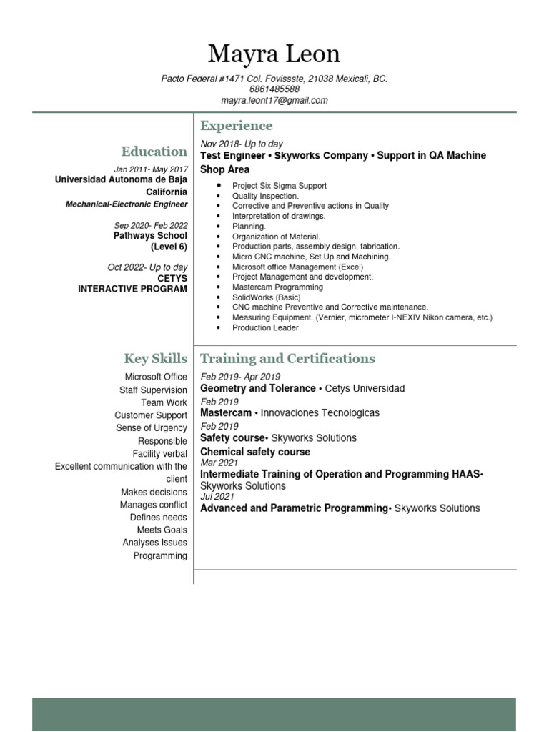 Mayra Leon Resume 2 | PDF | Engineering