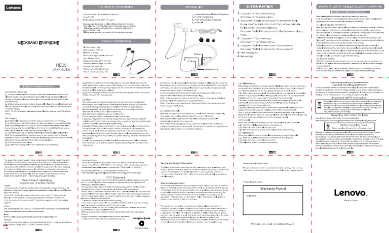 Manual Audifonos Lenovo | PDF