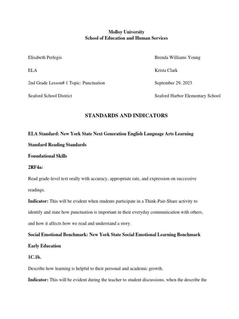 Punctuation Lesson Plan Pdf Punctuation Learning