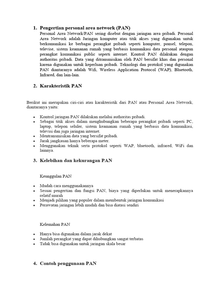 Pengertian Personal Area Network | PDF
