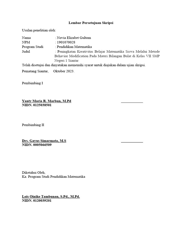 Format Pengajuan Sidang Novia | PDF
