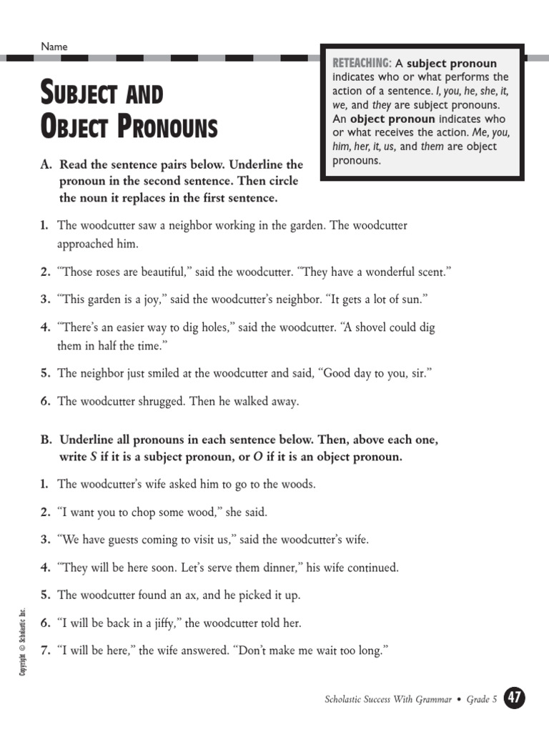 Subject and Object Pronouns5 - 1 | PDF | Pronoun | Human Communication