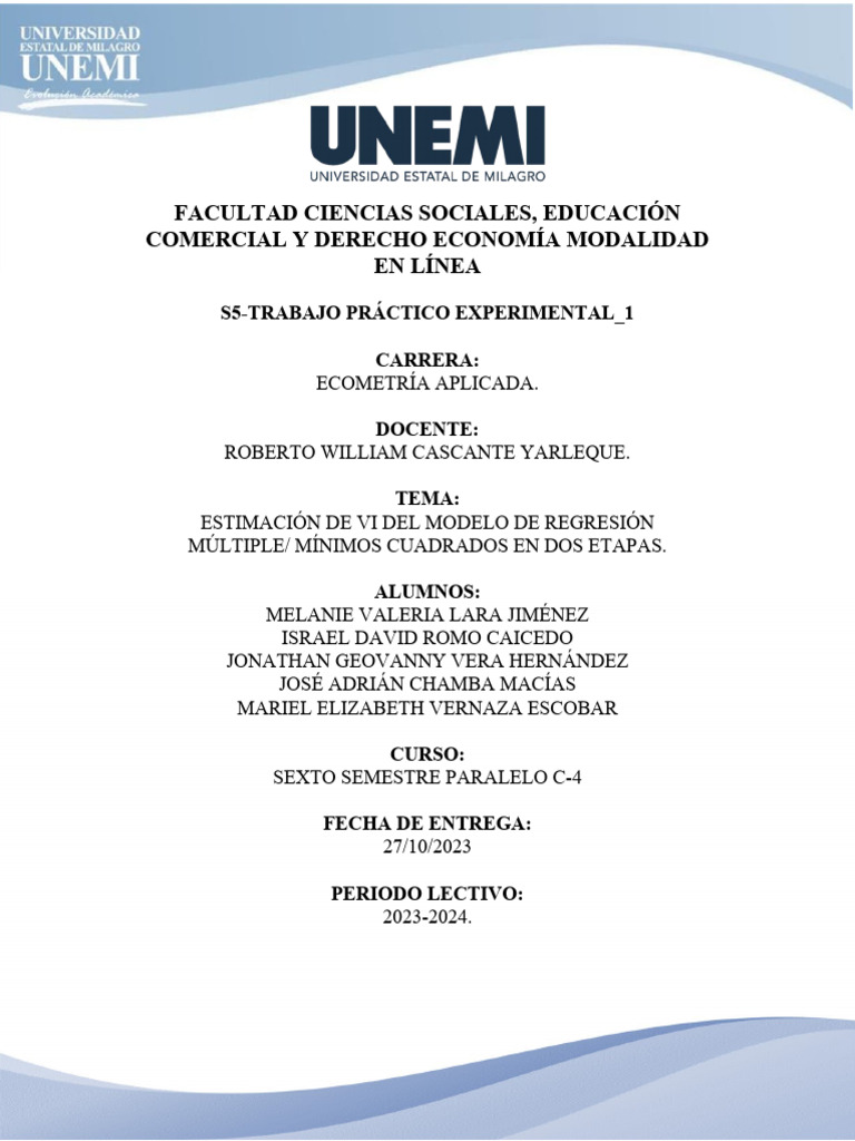 Econo 1 | PDF | Econometría | Estadísticas aplicadas