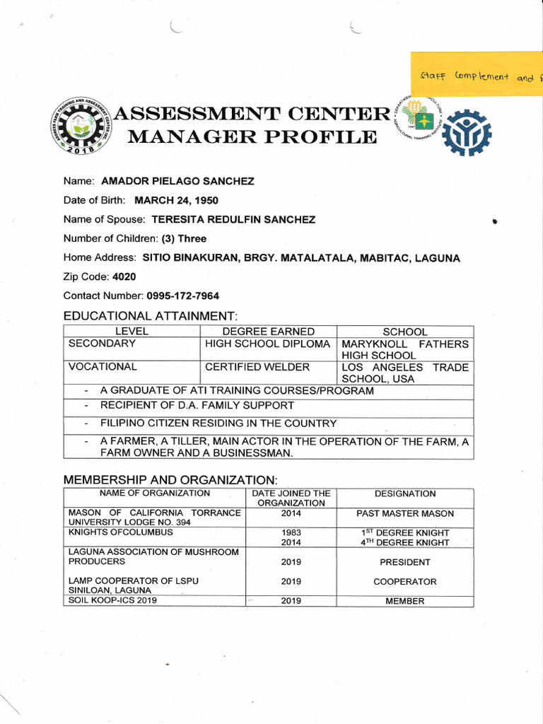 Staff Complement and Profile With Contract and Covid Cert | PDF ...