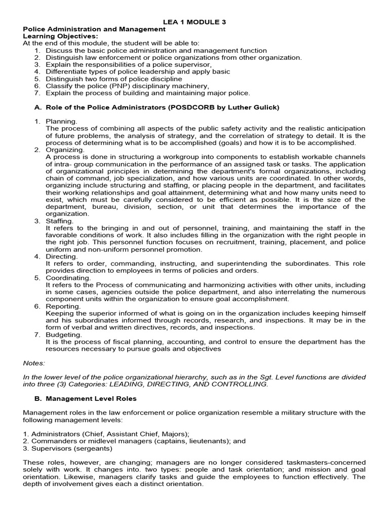Lea 1 Module 3 | PDF | Leadership | Police