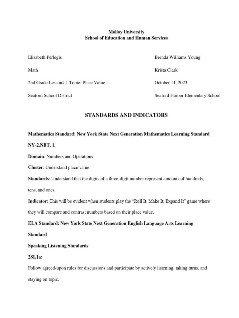 Math Place Value Lesson | PDF | Teachers | Learning