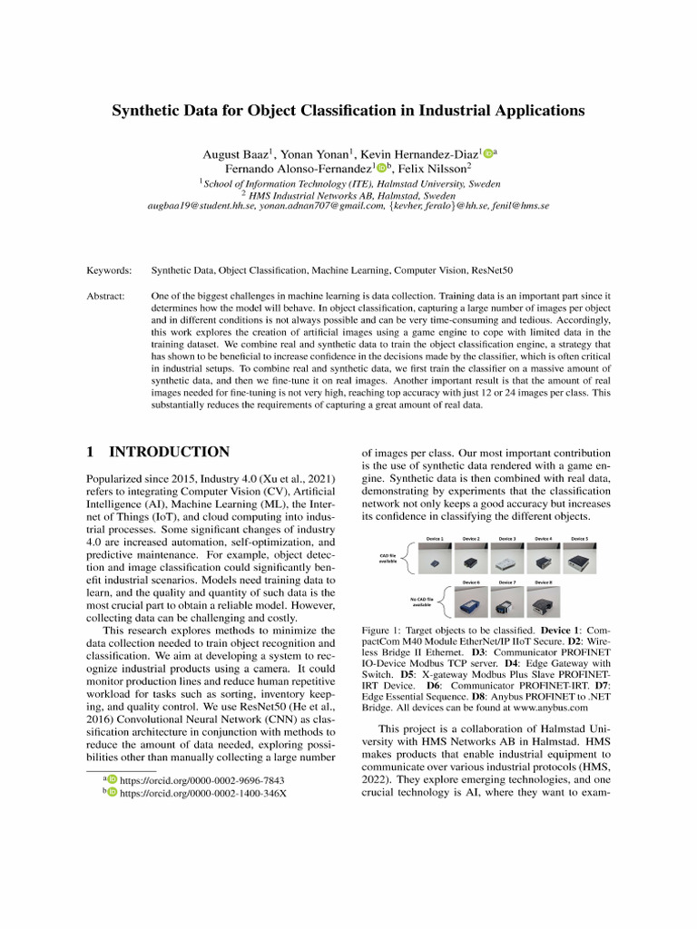 Synthetic Data For Object Classification In Industrial Applications Pdf Systems Science