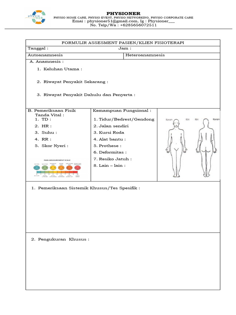 Formulir Assesment Fisioterapi | PDF