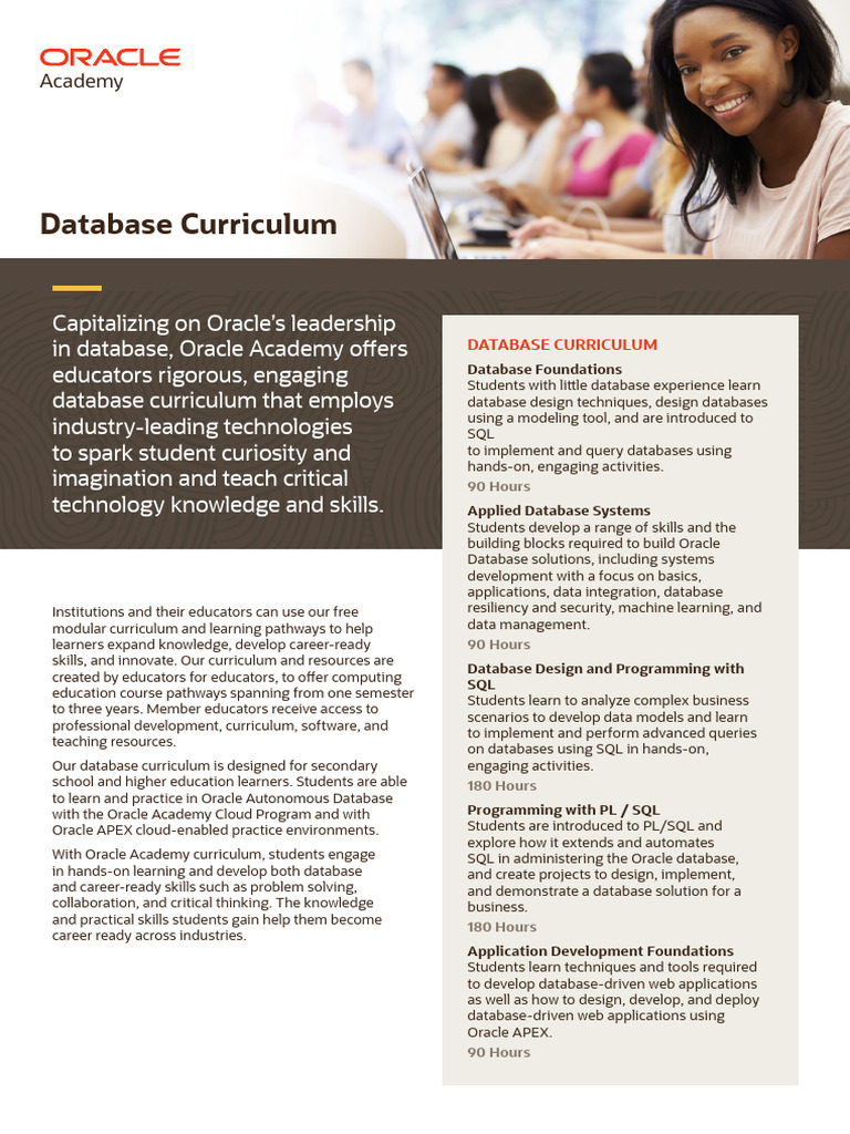 Database Curriculum Datasheet A4 Electronic | PDF | Databases | Sql