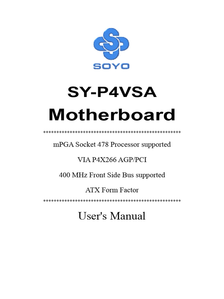 Sy-P4Vsa: Motherboard | PDF | Dynamic Random Access Memory | Bios