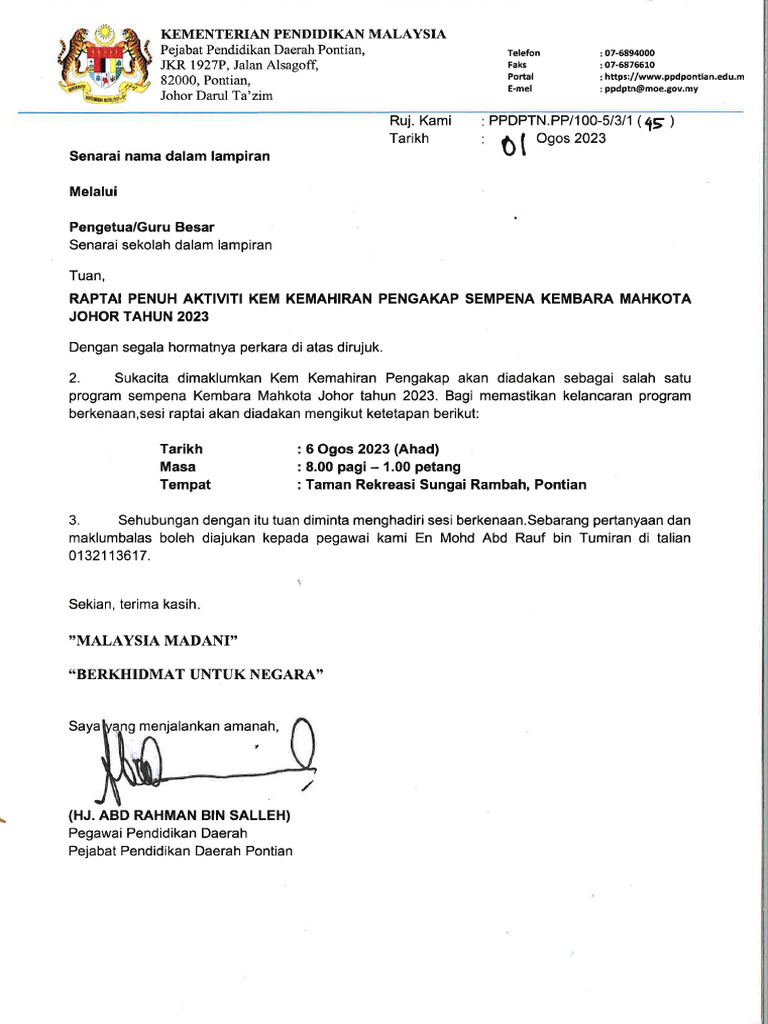 Surat Raptai KMJ | PDF