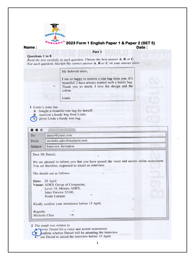 2023 Form 2 English Model Set 5 | PDF | Foreign Language Studies | Home ...