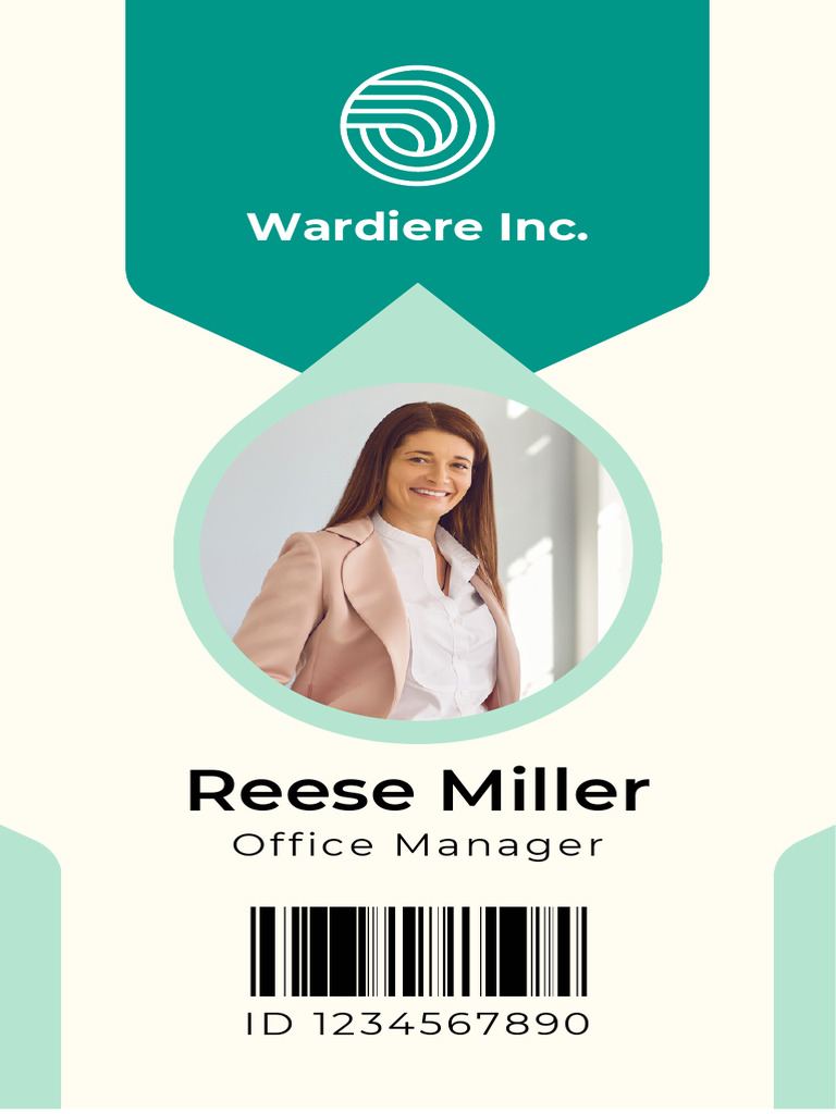 Green Modern Office Manager ID Card | PDF