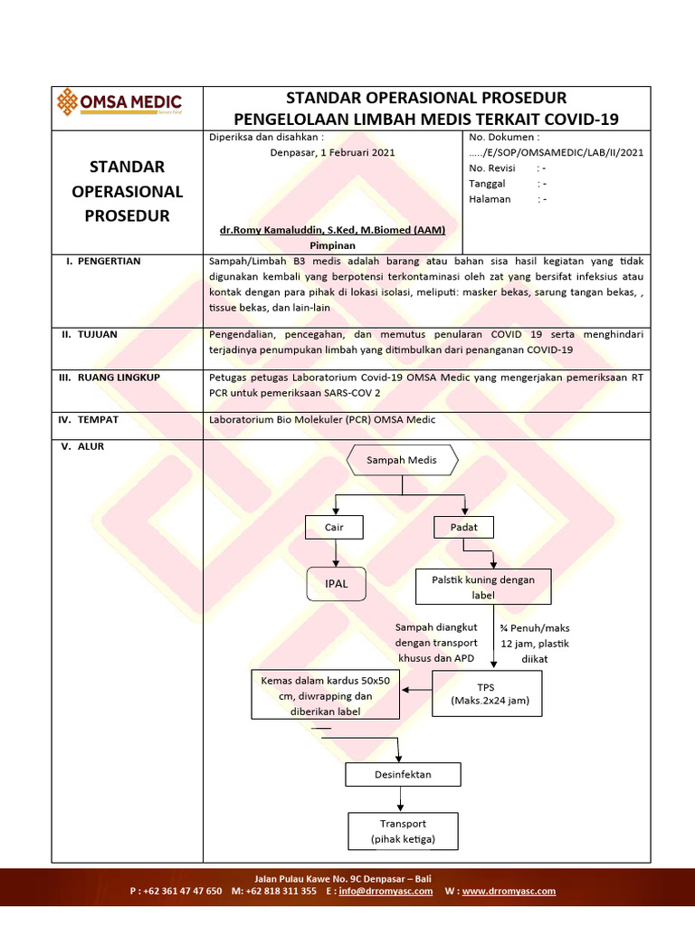 LAB - Pengolahan Limbah B3 Covid-19 | PDF