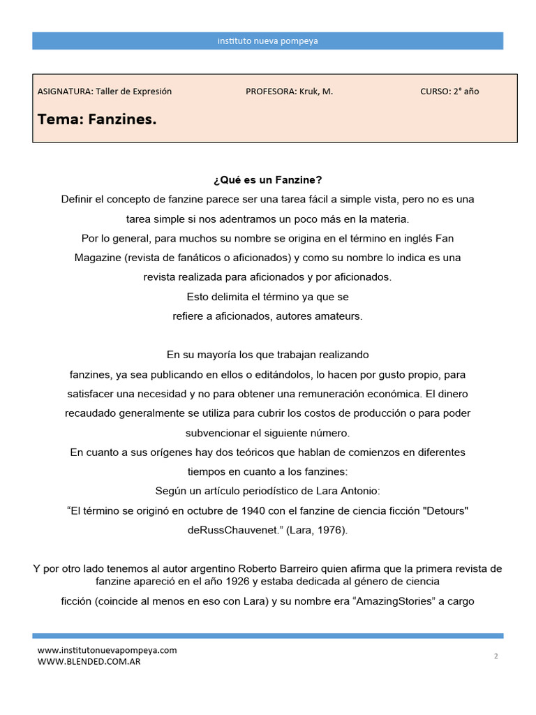 La Descripción y Definición de Fanzine | PDF | Collage | Publicación