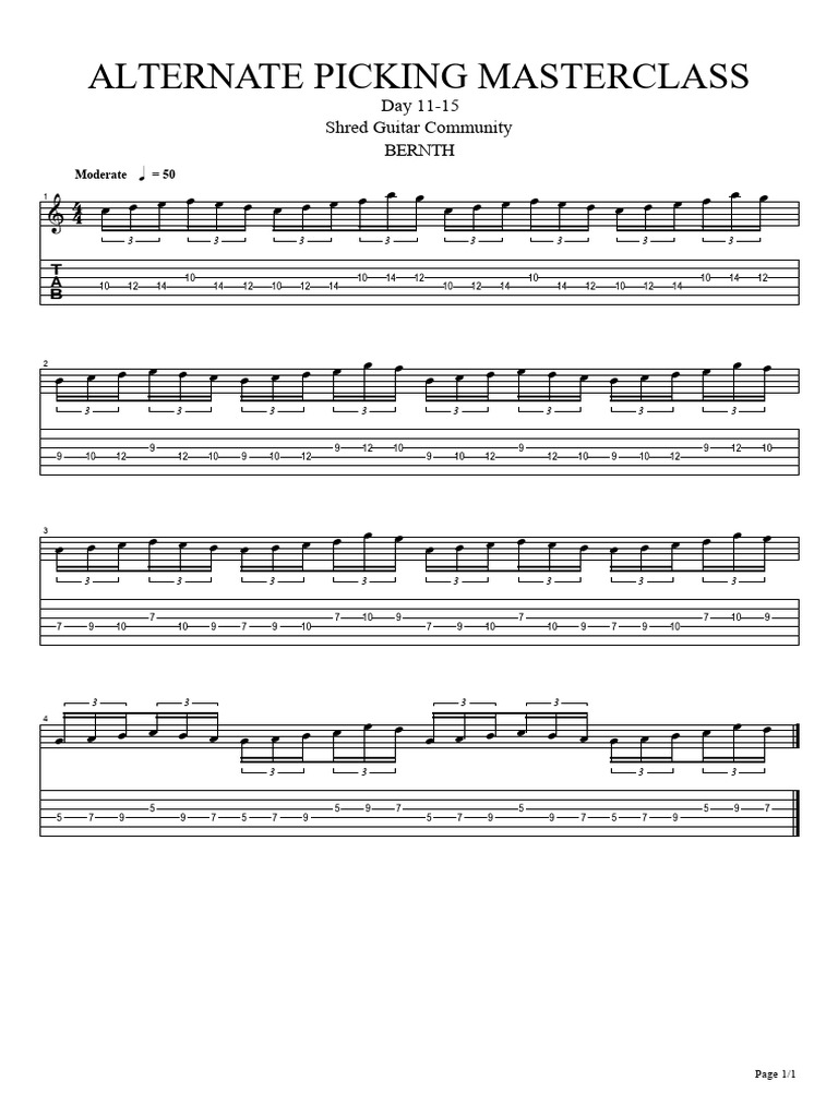 Bernth Alternate Picking Mastercal | PDF | Guitars | Irish Musical Instruments