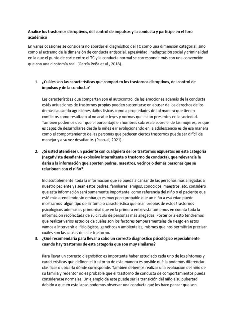 Foro b2..1 | PDF | Trastorno mental | Comportamiento