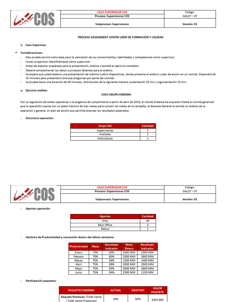 Evaluación para Supervisores COS | PDF