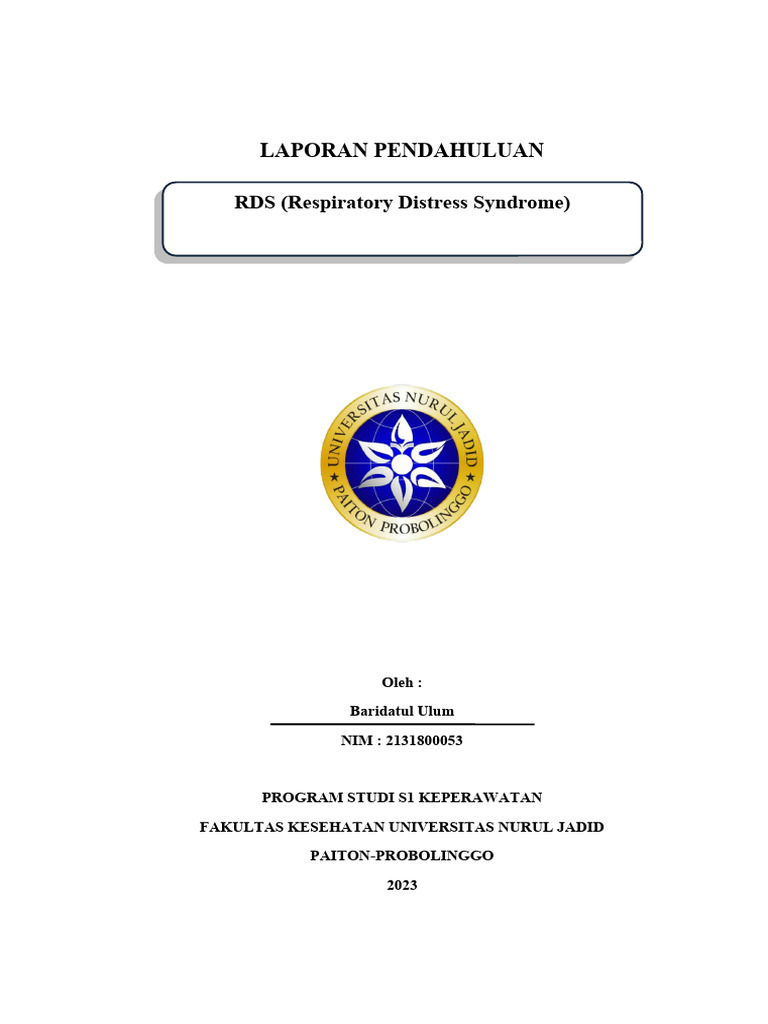 LAPORAN PENDAHULUAN RDS (Respiratory Distress Syndrome) - Fix | PDF
