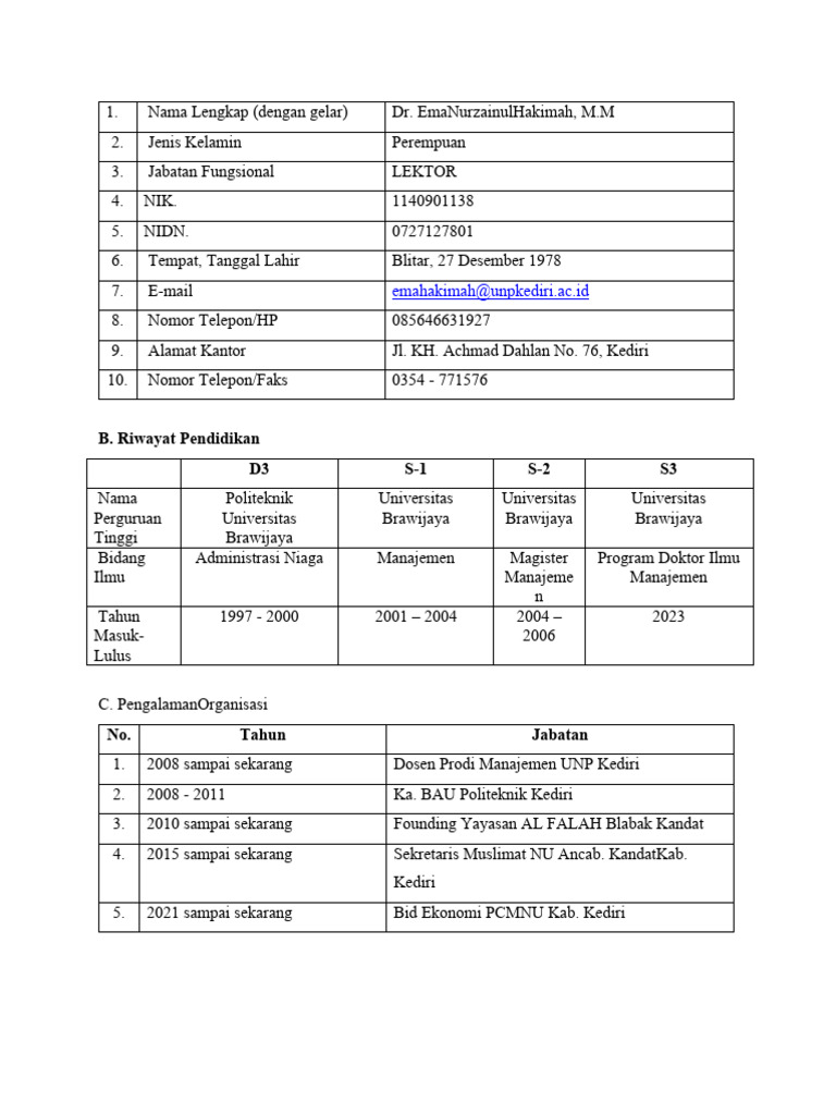 CV Ema Lektor | PDF | Karier & Perkembangan