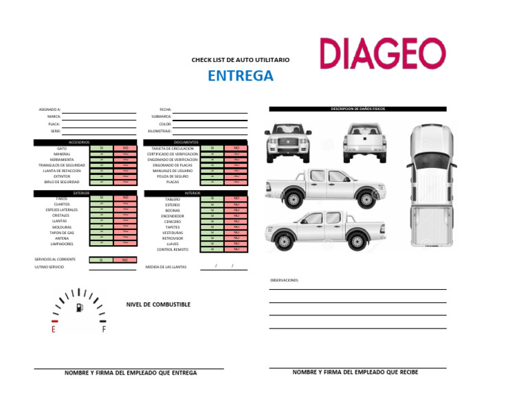 Check List Pickup (Entrega) | PDF | Vehículos | Tecnologías automotrices