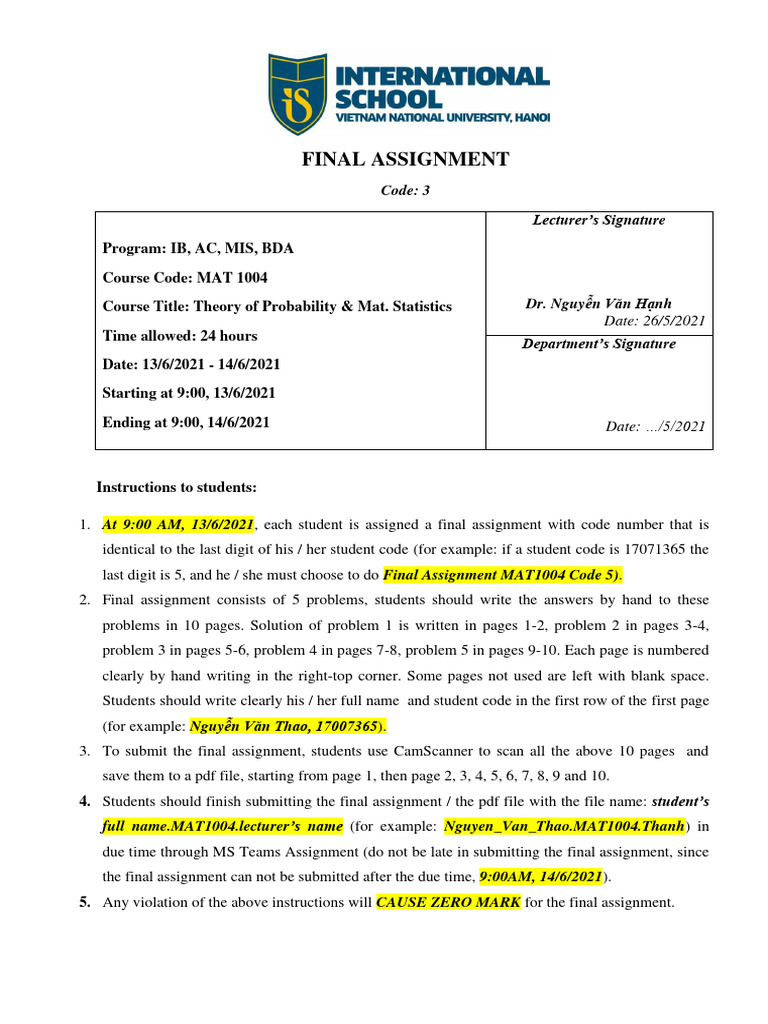 Final Assignment MAT1004 Code 3 | PDF | Estimator | Sampling (Statistics)