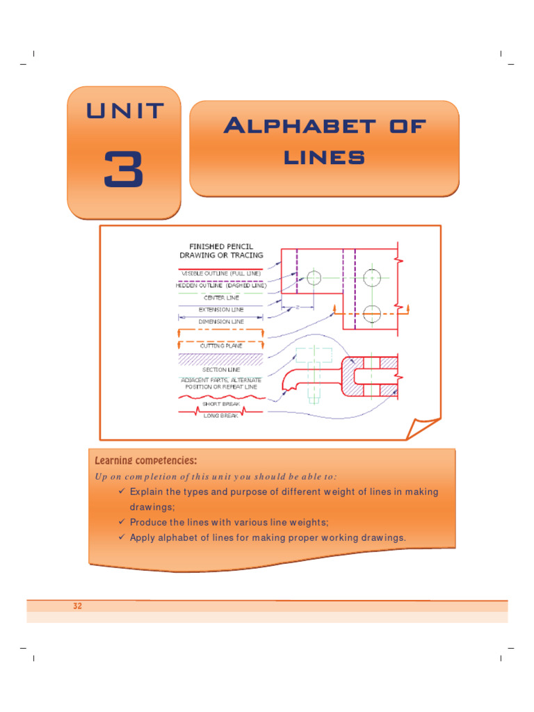 Unit 3. Alphabet of Lines | PDF | Technical Drawing | Drawing