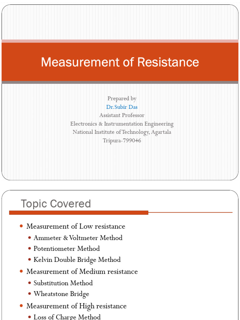 Measurement of Resistance | PDF | Electronics | Electrical Engineering